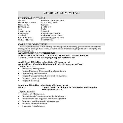 fred's cv | DOC