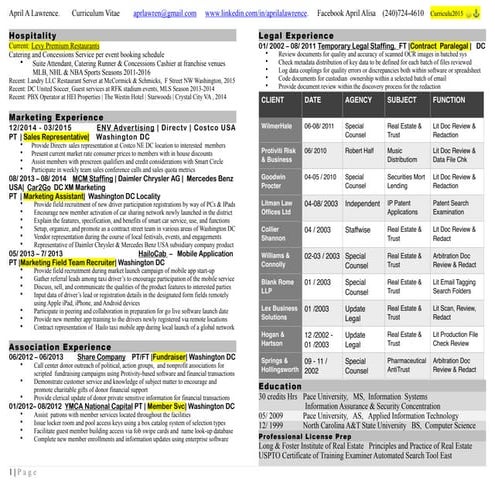 April Lawrence Resume | PPT