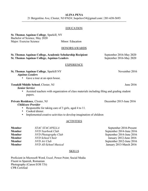 Sean Resume 2016 | PDF | College Education | Education