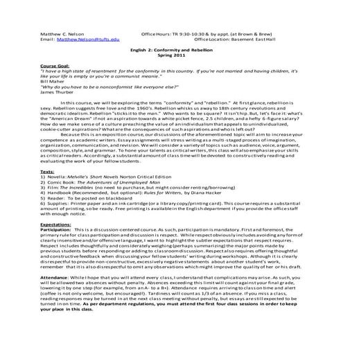 Conformity and Rebellion Syllabus | PDF