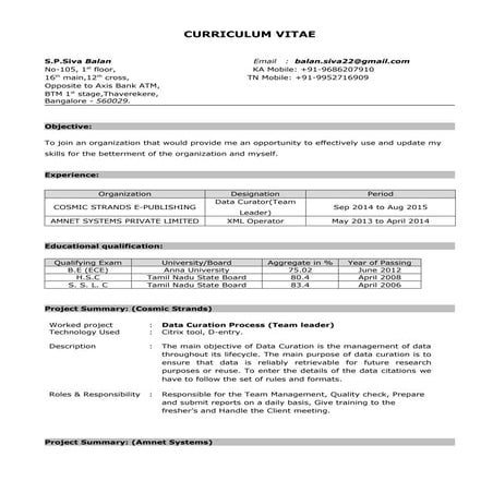 Siva resume | PDF