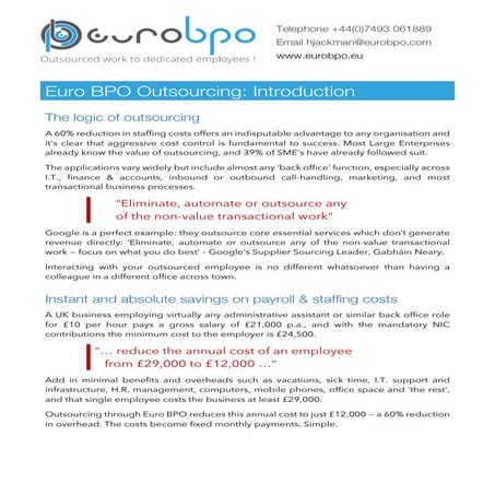The Employers Guide to Outsourcing | PDF