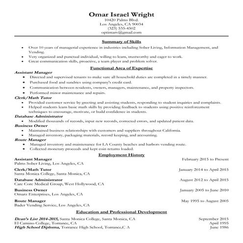 Sharon's Resume 2016 | DOC