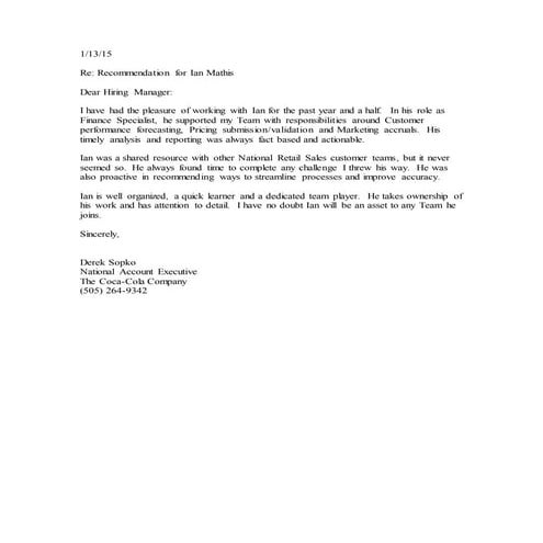 Ian Mathis Letter of Recommendation 1-12-15 | DOCX