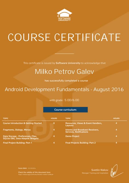 SoftUni Teamwork and Personal Skills Certificate | PDF