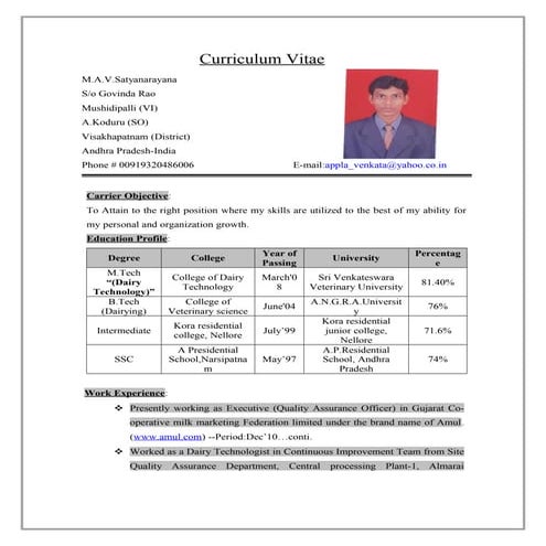 Resume | DOC | Agriculture | Industries