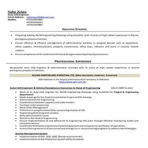 syeda saba CV- April - 2015 | PDF