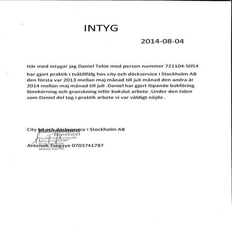 B4-Intyg Bil Service | PDF