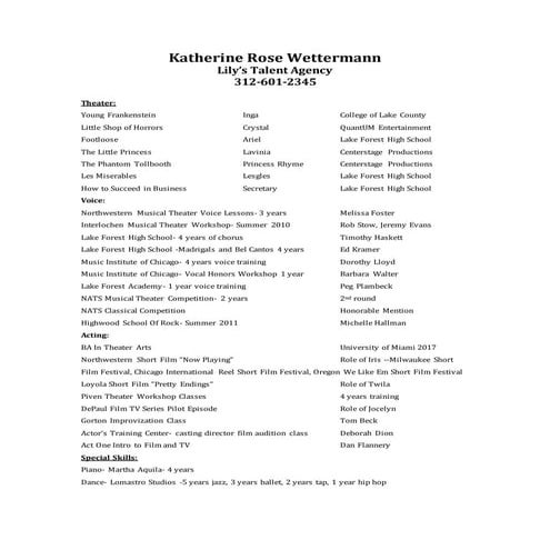 Theater Resume | PDF