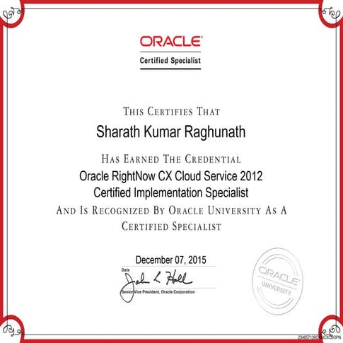 Oracle CX Cloud Certificate | PPT