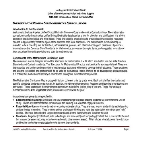 CC Math 8 Curriculum Map_3_17_15 | PDF | Educational Assessment | Education