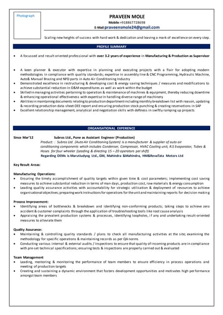 Ricky's Resume | DOCX | Manufacturing Industry | Industries