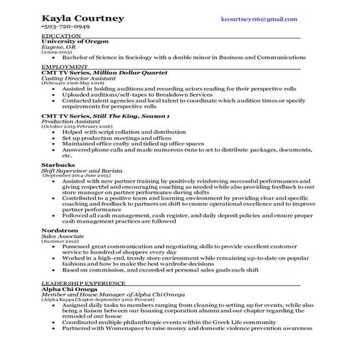 Kayla Courtney Resume. 5.27
