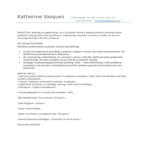 Culinary Student Resume | DOCX | Business | Business and Finance