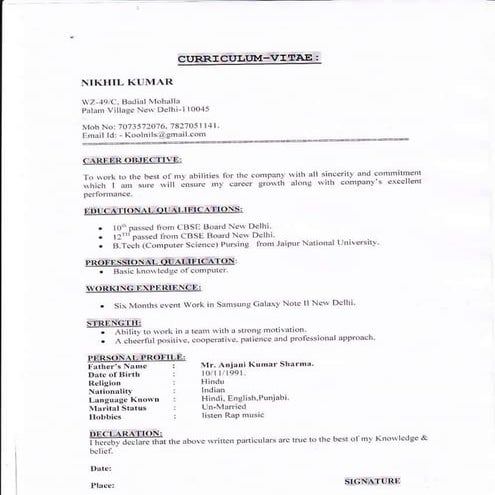 Nikhil Kumar Cv | PDF