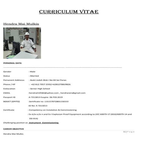 CV Hendra mai muklis | DOC | Civil Engineering Industry | Industries