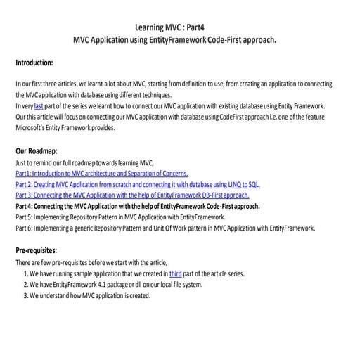 Mvc Application Using Entityframework Code First Approach Part4 Ppt