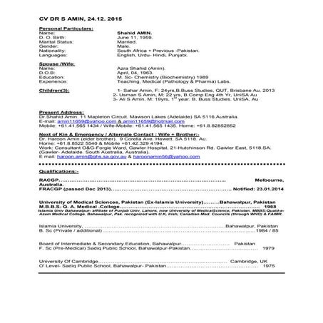Dr S Amin CV Dec 2015pdf | PDF
