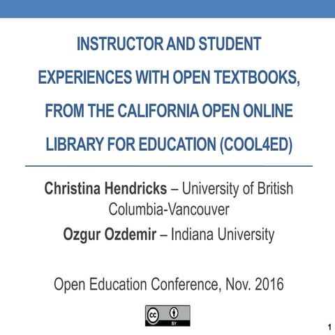 Instructor & Student Experiences with Open Textbooks, from the ...