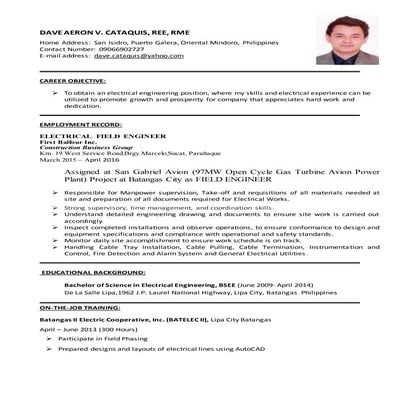 DAVE CATAQUIS RESUME | PDF