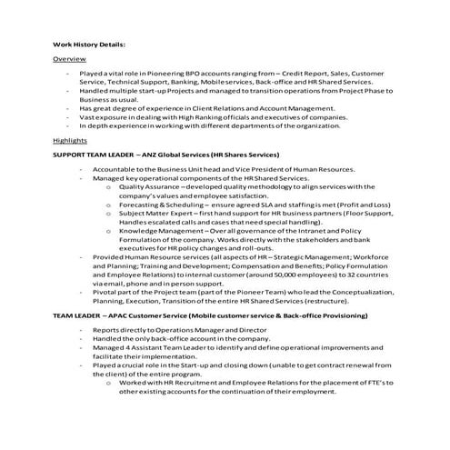 Work History Details | PDF