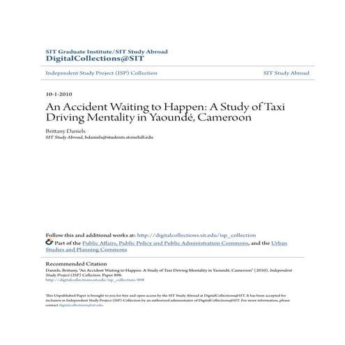 An Accident Waiting to Happen_ A Study of Taxi Driving Mentality | PDF