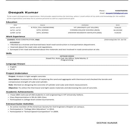 Deepak Kumar CV | PDF