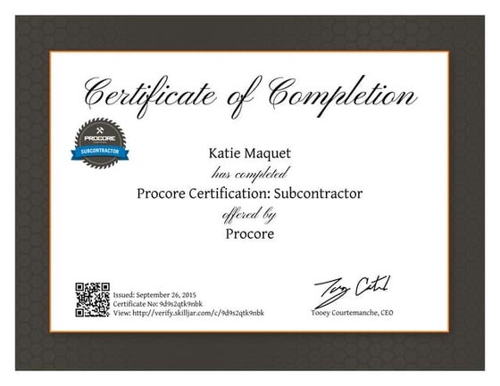 Procore Certificate | PPT