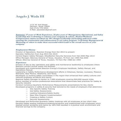 Angelo J Weda III resume 2 | DOC