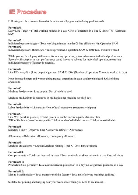 Standard minute value( SMV) in garments, calculation and importance ...