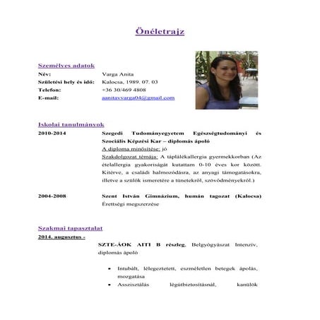 Varga Anita CV | PDF