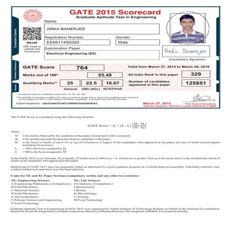 GATE Score Card | PDF