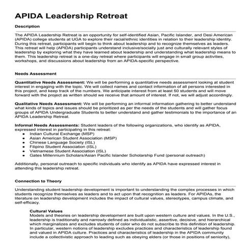 APIDA Leadership Summit Project Proposal | PDF