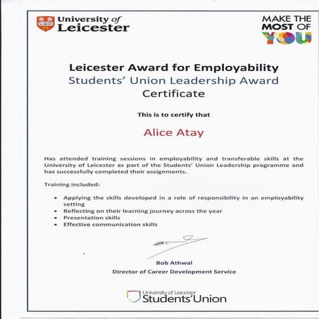 Leicester Award Certificate | PDF