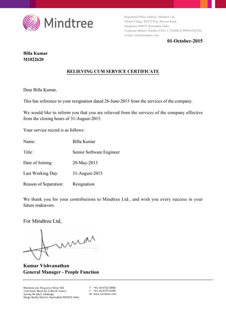 tcs experience letter | PDF