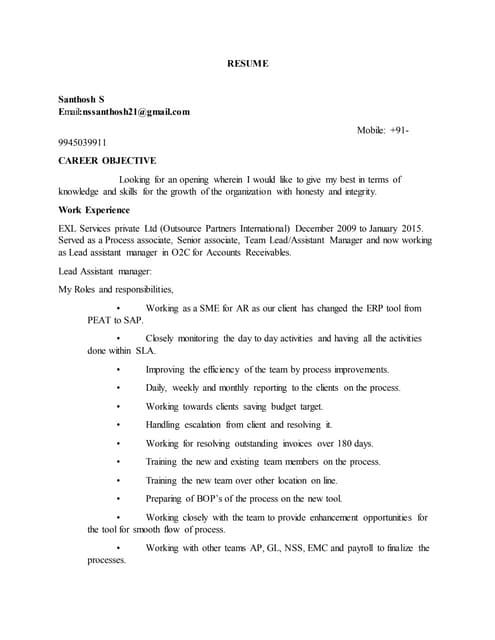 Santhosh Resume | PDF Santhosh Resume | PDF