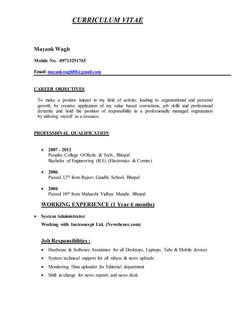 BMS ENGINEER CV | DOCX