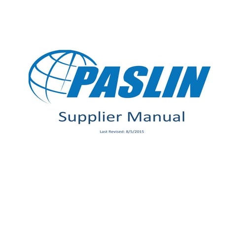 Paslin Supplier Manual | PDF