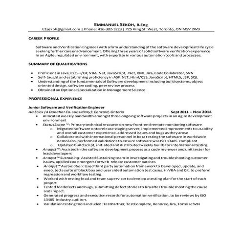 emmanuel sekoh resume | DOCX | Web Development | Internet