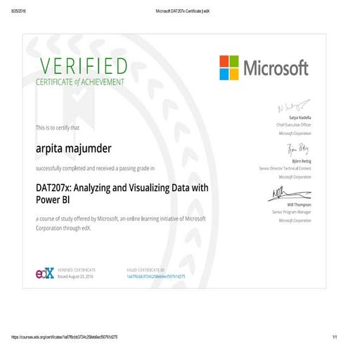 PowerBiCertificate_Arpita Majumder | PPT