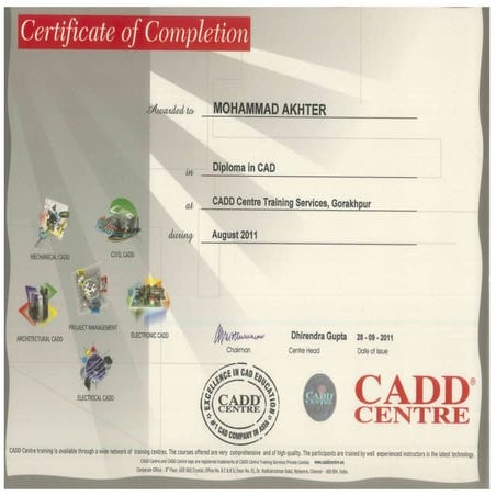 Cadd Center-Certificate of Completion. | PDF