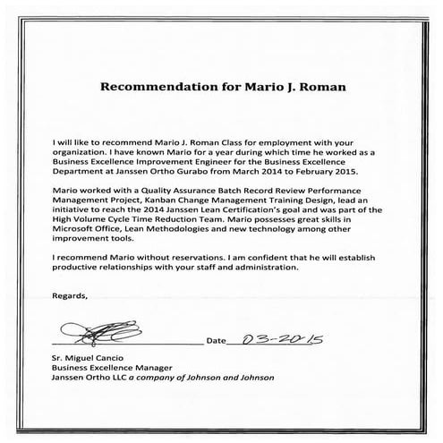 Recommendation Letter Janssen | PDF