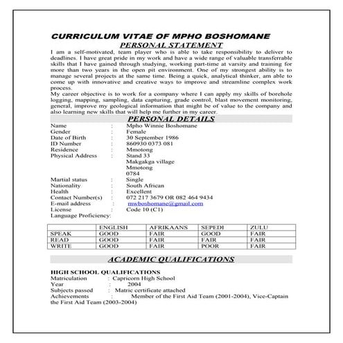 Cv_of_mpho_boshomane (1) | PDF