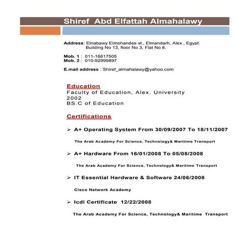 Shiref Abd Elfattah Almahalawy | PDF | Computing | Technology & Computing