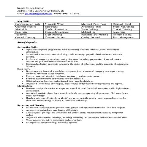 Resume Jessica Simpson | DOCX | Business | Business and Finance