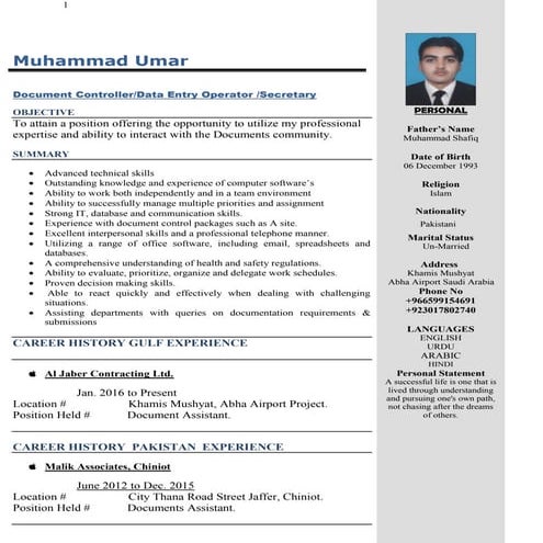 CV Muhammad Umar DC | PDF