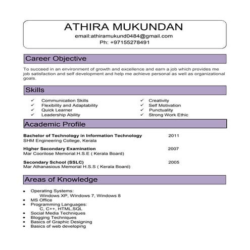 Athira Mukundan- Social Media Expert | PDF