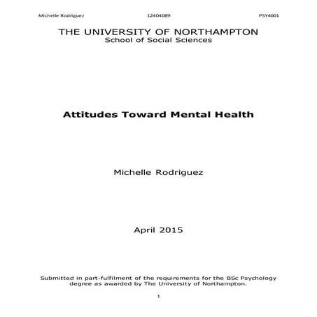 Attitudes Toward Mental Health Dissertation | DOCX