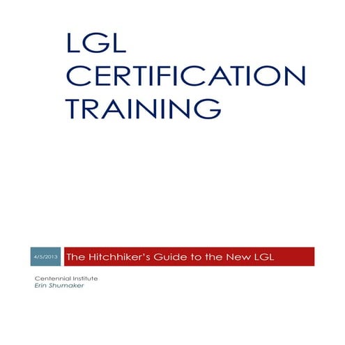LGL Certification Training Guide | PDF