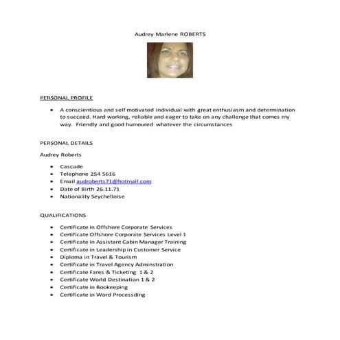CV Audrey Marlene ROBERTS | DOCX